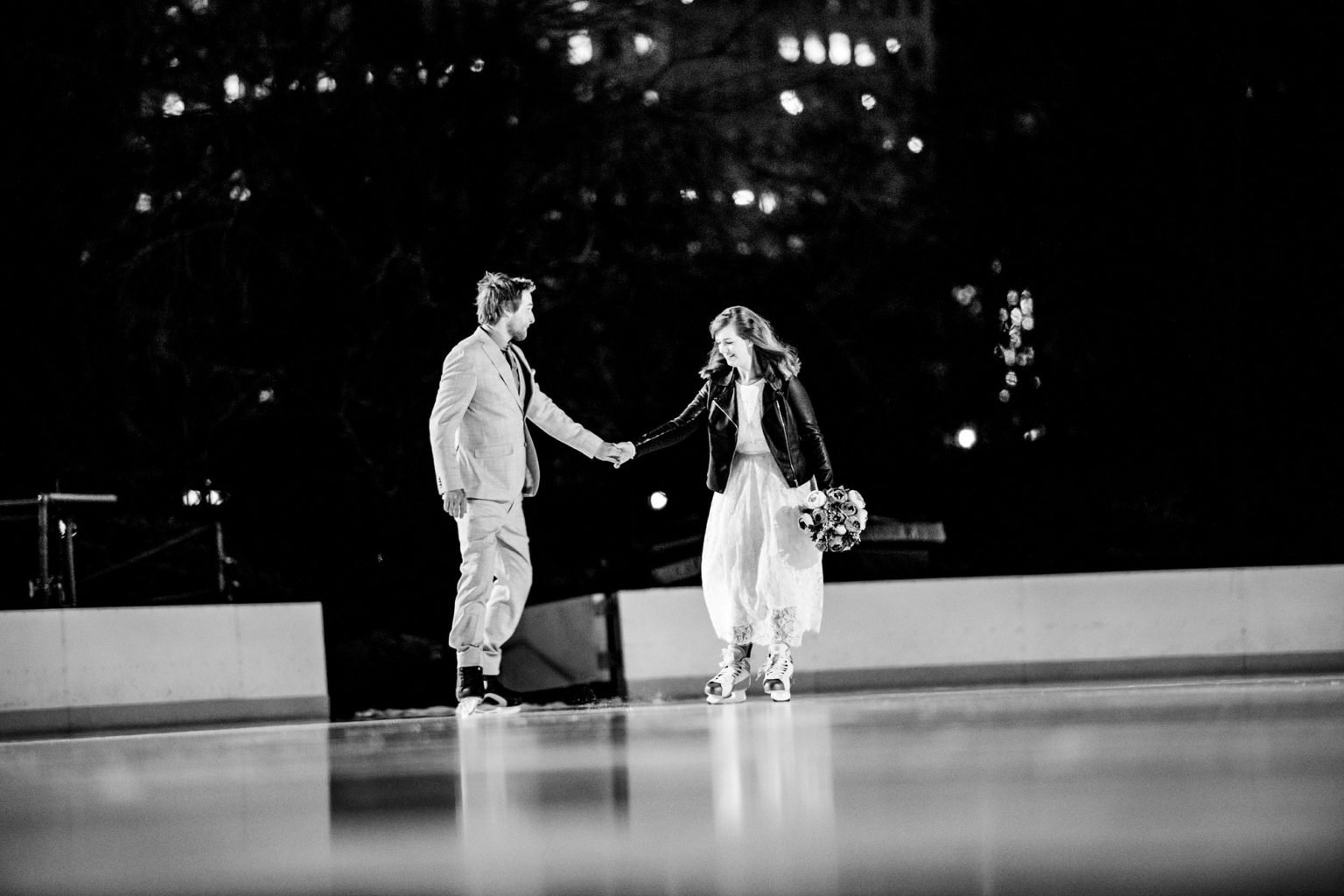 Wollman Skating Rink Wedding | A Central Park Elopement at Night