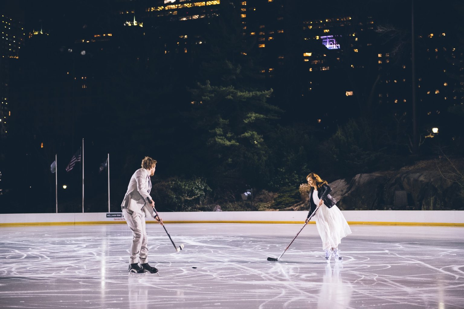 Wollman Skating Rink Wedding | A Central Park Elopement at Night
